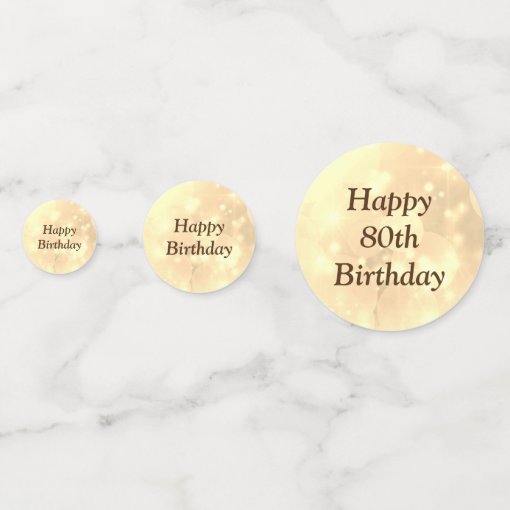 Personalised sparkly Gold Happy 80th birthday Confetti | Zazzle