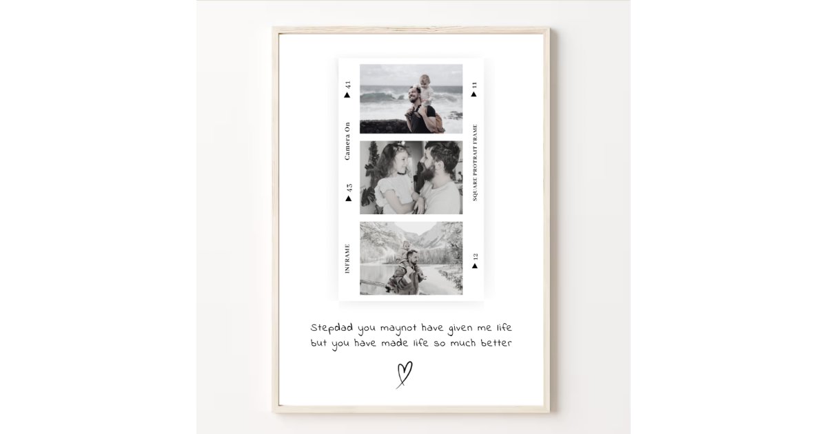 Personalised Step Dad Photo Minimal Gift Poster | Zazzle