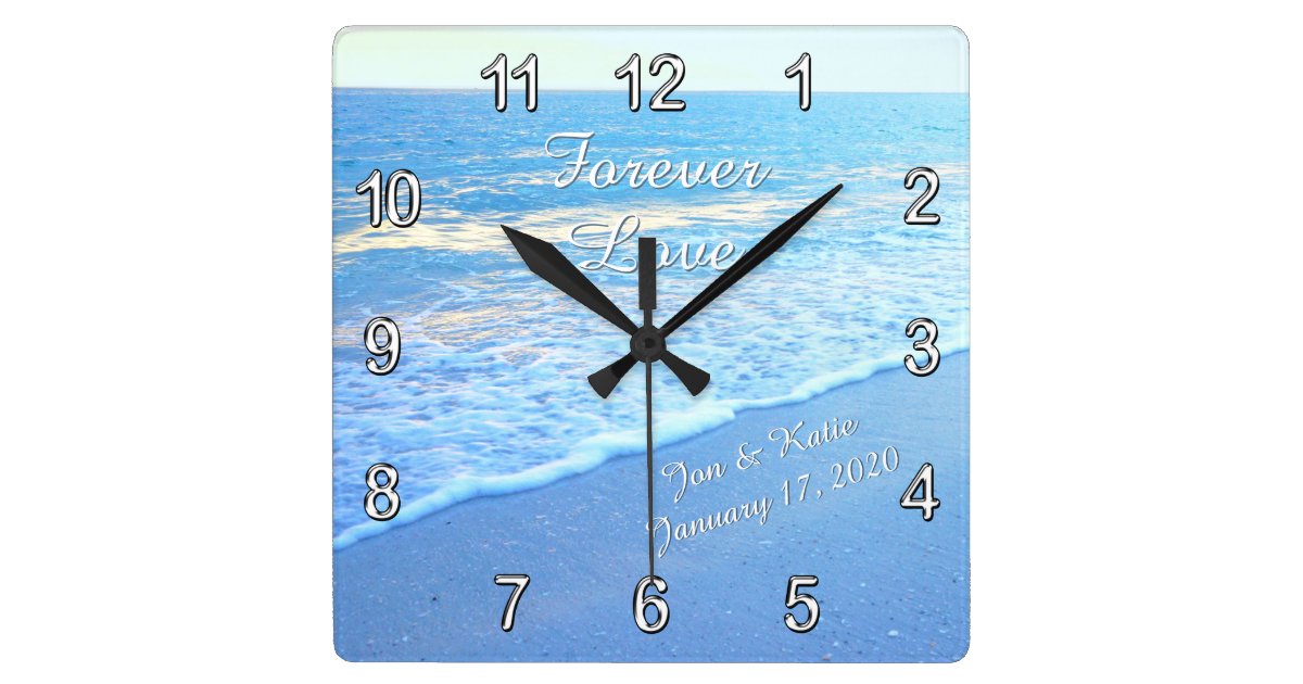 Personalised Wedding Beach Themed Wall Clocks | Zazzle.com