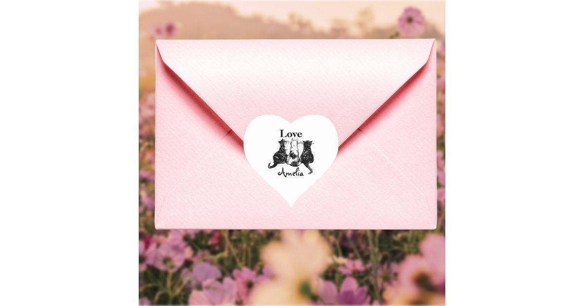 Personalised With Love Cat Heart Sticker | Zazzle