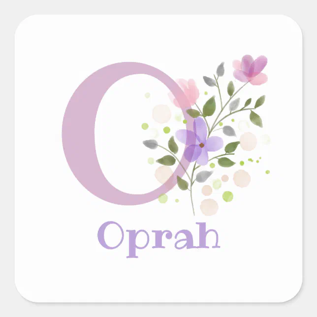 Personalised with Name Oprah and First Initial. Square Sticker | Zazzle