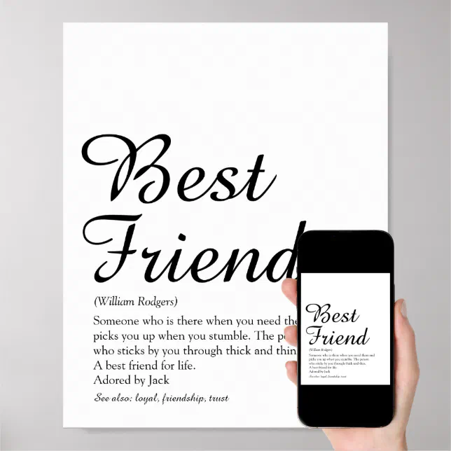 Personalised Your Best Friend Definition Script Poster | Zazzle