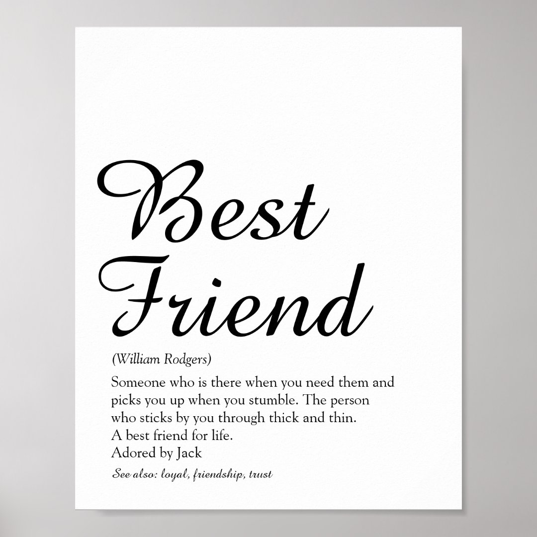 Personalised Your Best Friend Definition Script Poster | Zazzle