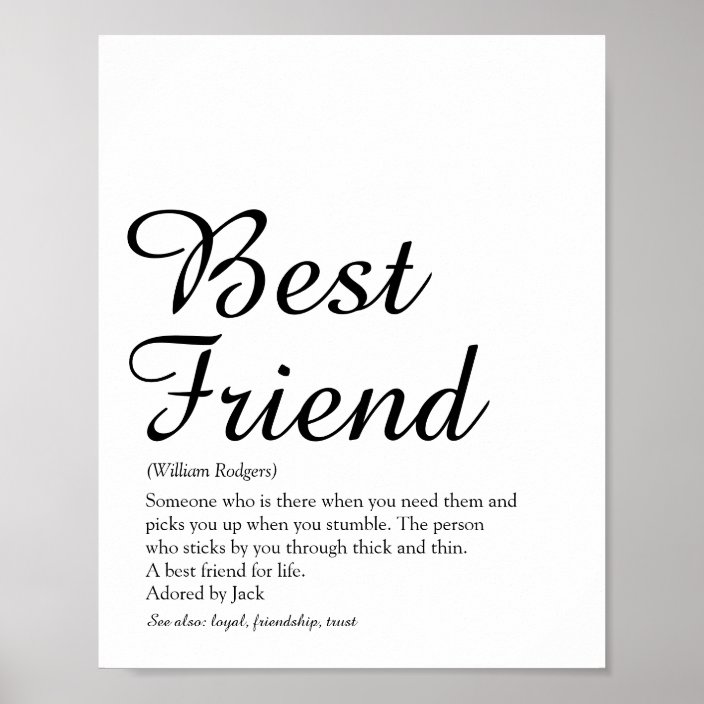 Personalised Your Best Friend Definition Script Poster | Zazzle.com