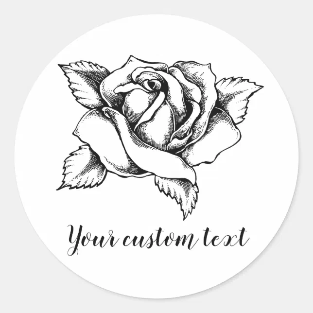 Personalizable black rose classic round sticker | Zazzle
