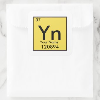 Personalizable chemical element square sticker | Zazzle