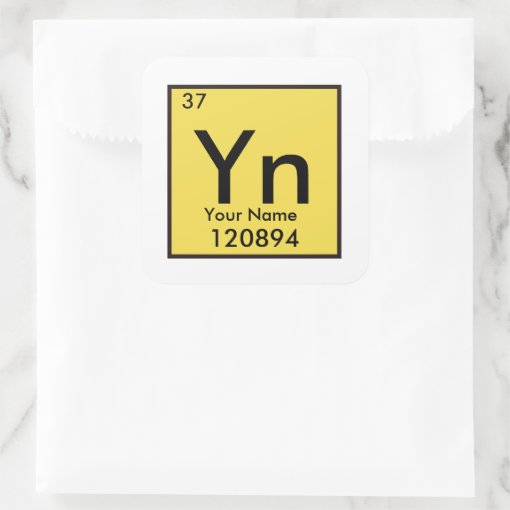 Personalizable chemical element square sticker | Zazzle