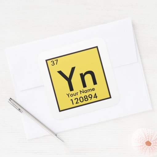 Personalizable chemical element square sticker | Zazzle