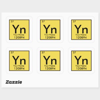 Personalizable chemical element square sticker | Zazzle