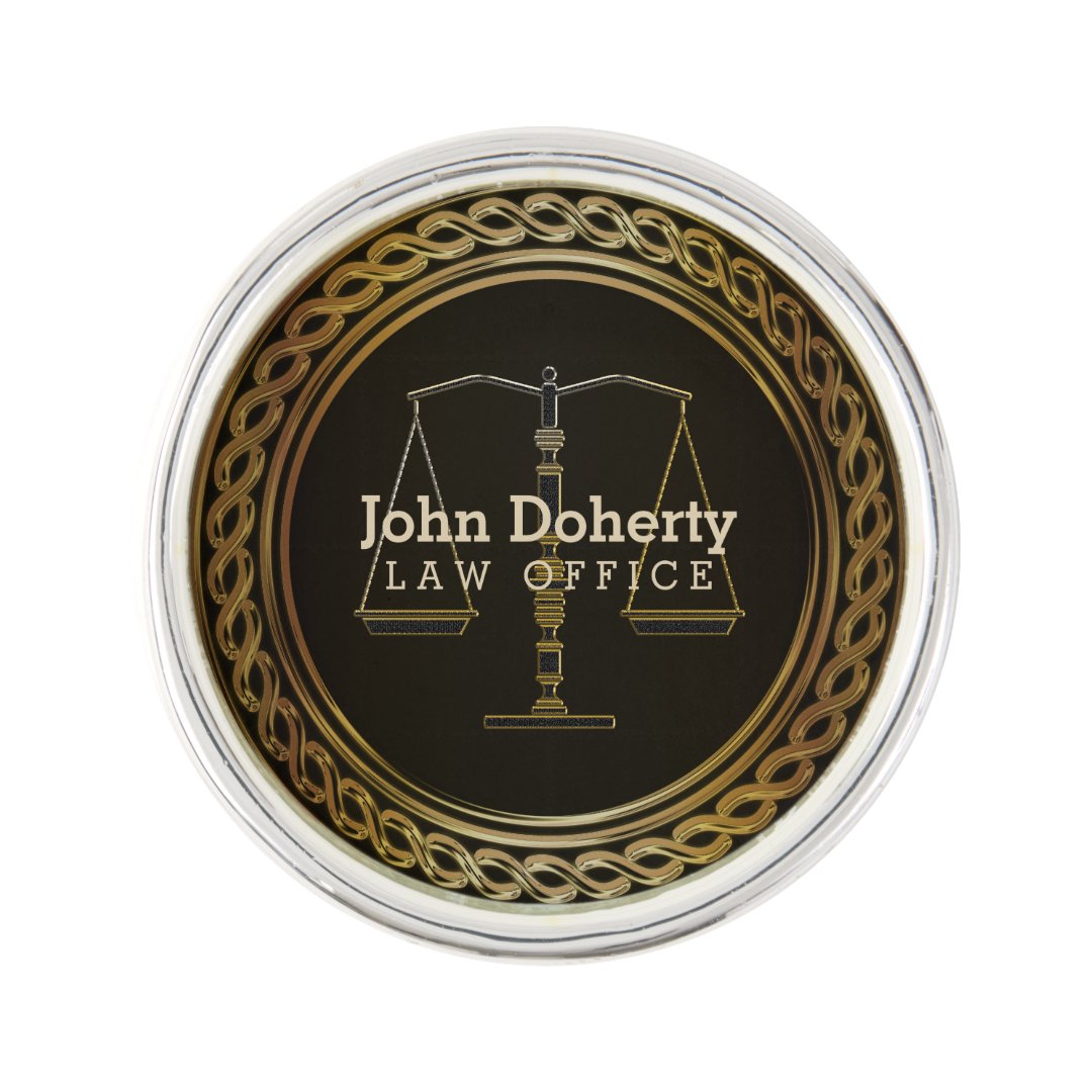 Personalizable Elegant Golden Scales of Justice Lapel Pin | Zazzle