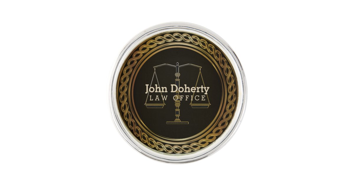 Personalizable Elegant Golden Scales of Justice Lapel Pin | Zazzle