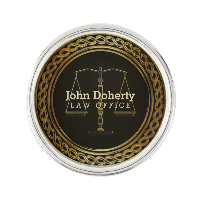 Personalizable Elegant Golden Scales of Justice Lapel Pin | Zazzle