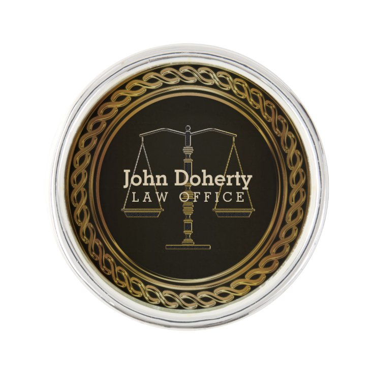 Personalizable Elegant Golden Scales of Justice Lapel Pin | Zazzle