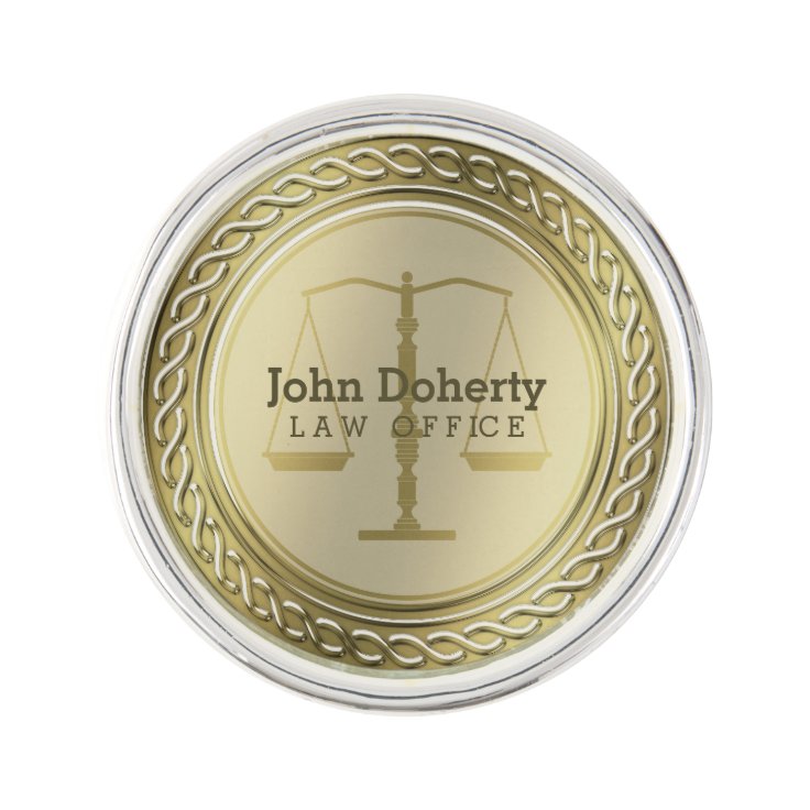 Personalizable Elegant Golden Scales of Justice Lapel Pin | Zazzle