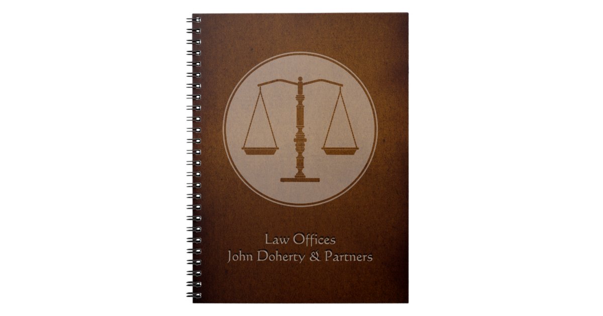 Personalizable Lawyer Notebook - Scales of Justice | Zazzle