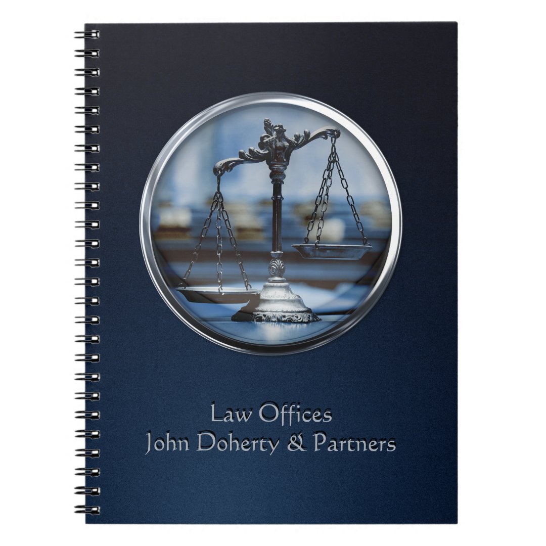 Personalizable Lawyer Notebook - Scales of Justice | Zazzle