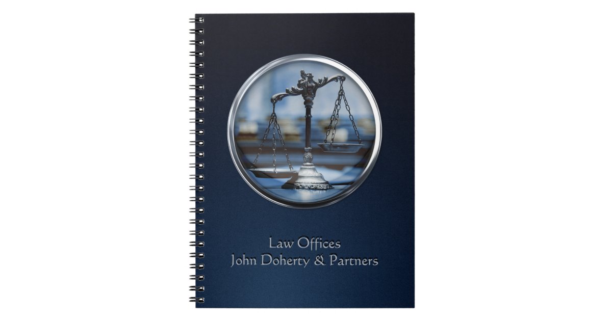 Personalizable Lawyer Notebook - Scales of Justice | Zazzle