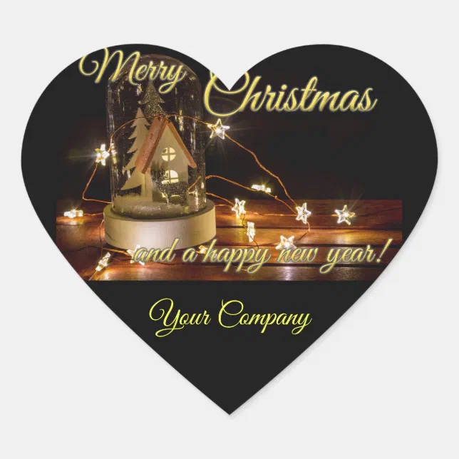 Personalizable Merry Christmas for your customers! Heart Sticker | Zazzle