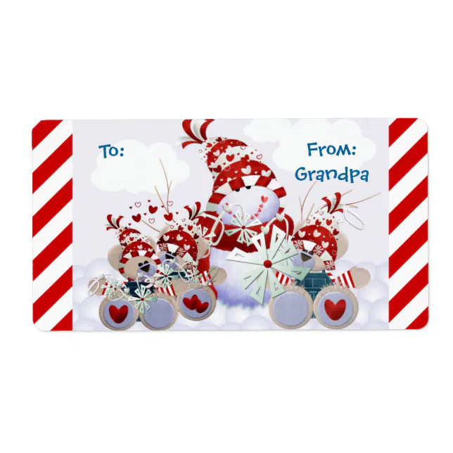 Personalizable Snowman Teddy Bear Christmas Tags | Zazzle