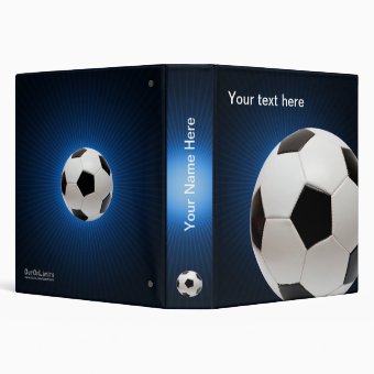 Personalizable Soccer | Football on blue 3 Ring Binder | Zazzle