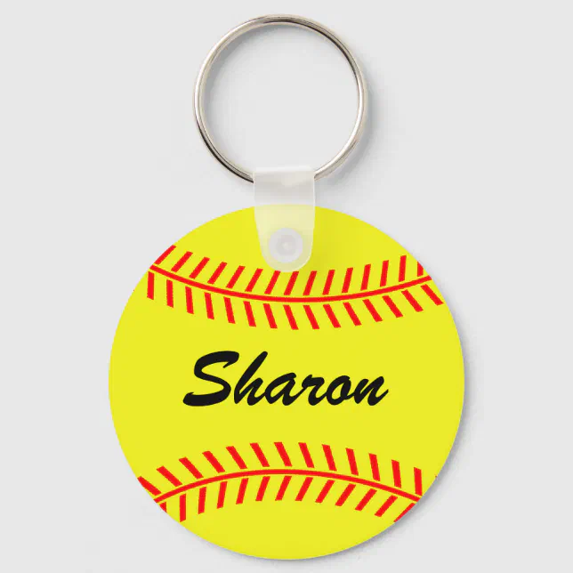 Personalizable softball keychains | Zazzle