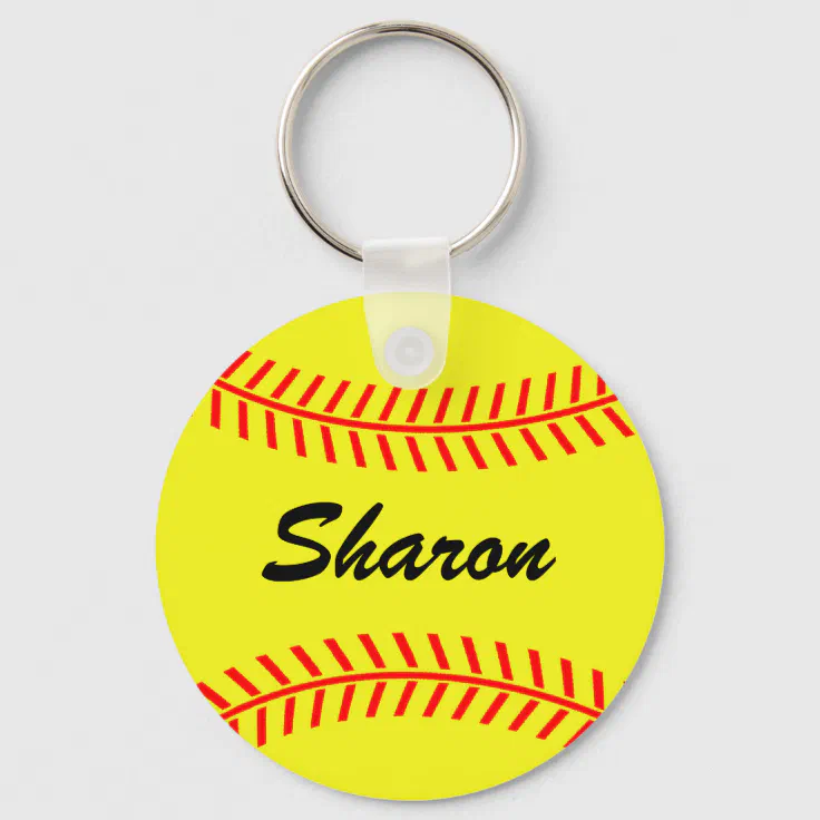 Personalizable softball keychains | Zazzle