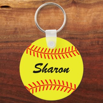 Personalizable softball keychains | Zazzle