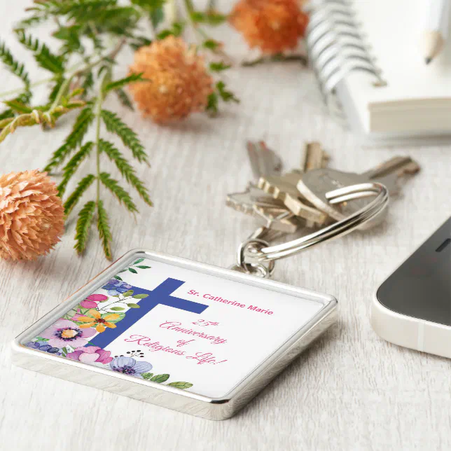 Personalize, 25th Anniversary Nun Religious Life Keychain | Zazzle