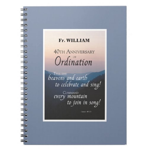 Personalize 40th Anniversary Ordination Congrats Notebook | Zazzle