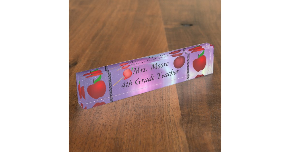 Personalize Apple Name Teacher Class Aurora Skies Desk Name Plate ...