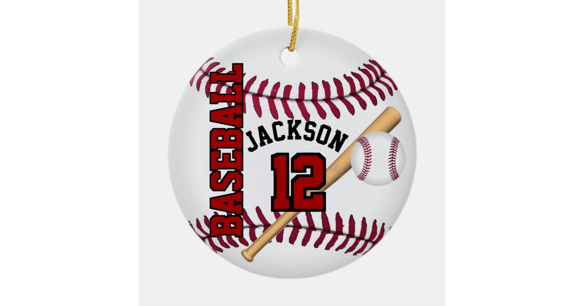 Personalize ⚾ Baseball Ceramic Ornament | Zazzle