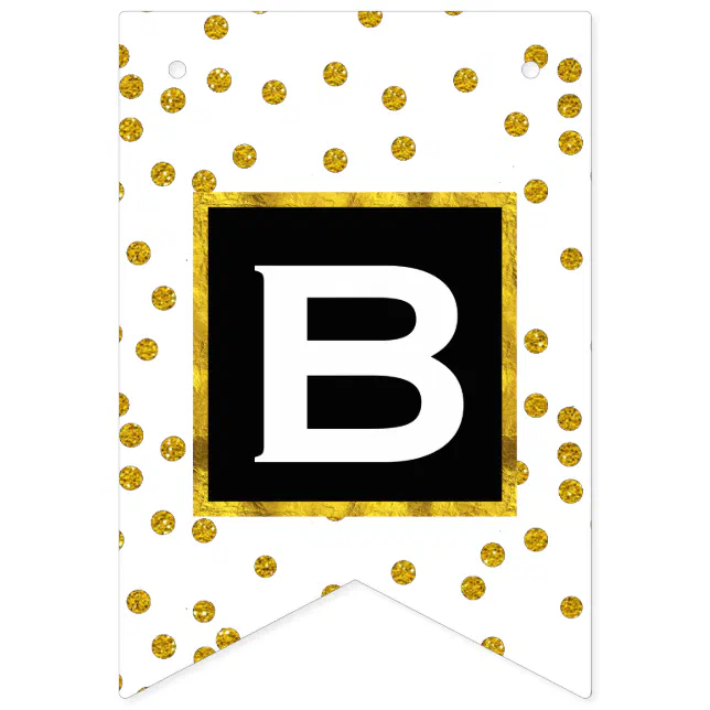 Personalize Black Gold and White Polka Dot Wedding Bunting Flags | Zazzle
