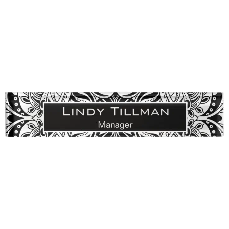Personalize, Black & White Paisley Design Name Plate | Zazzle