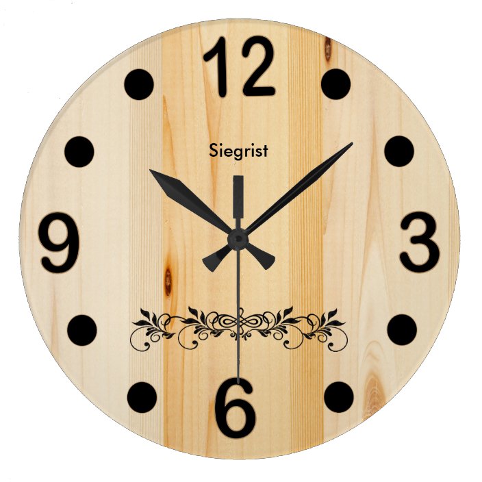 Personalize Butcher Block Wood Large Clock | Zazzle