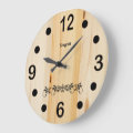Personalize Butcher Block Wood Large Clock | Zazzle