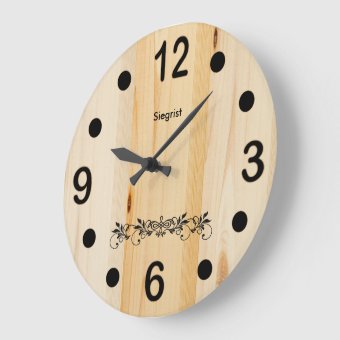 Personalize Butcher Block Wood Large Clock | Zazzle