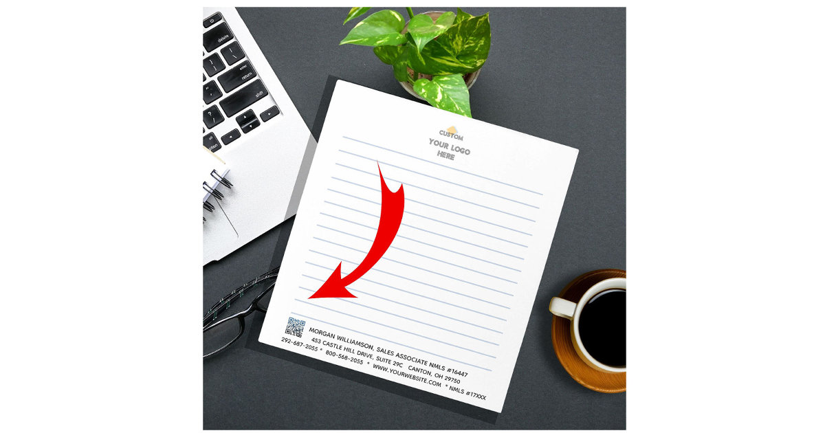 Personalize: Corporate Logo QR Code Lined Notepad | Zazzle