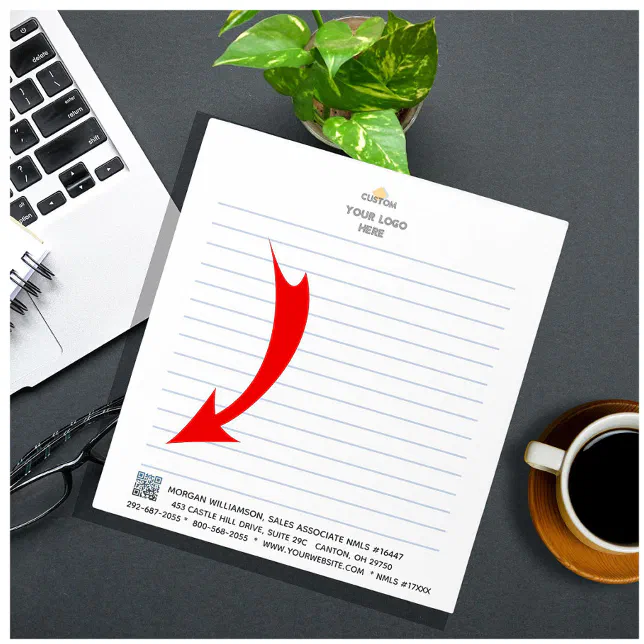 Personalize: Corporate Logo QR Code Lined Notepad | Zazzle