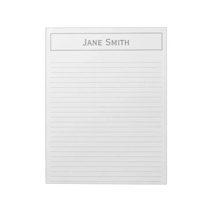 Personalize: Corporate Minimal Gray and White Notepad | Zazzle