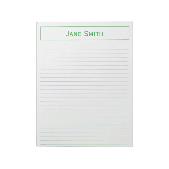 Personalize: Corporate Minimal Green and White Notepad | Zazzle