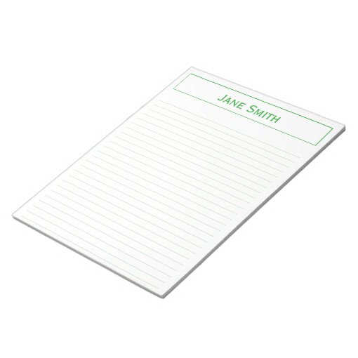 Personalize: Corporate Minimal Green and White Notepad | Zazzle