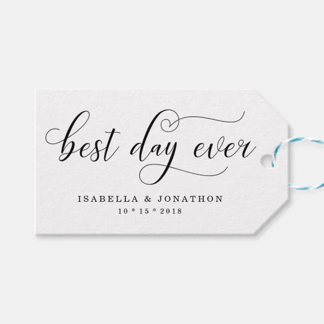 Personalize Custom Best Day Ever Wedding Thank You Gift Tags | Zazzle