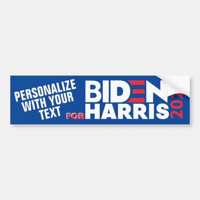 Personalize Custom For Biden/Harris 2020 Vinyl Car Bumper Sticker | Zazzle
