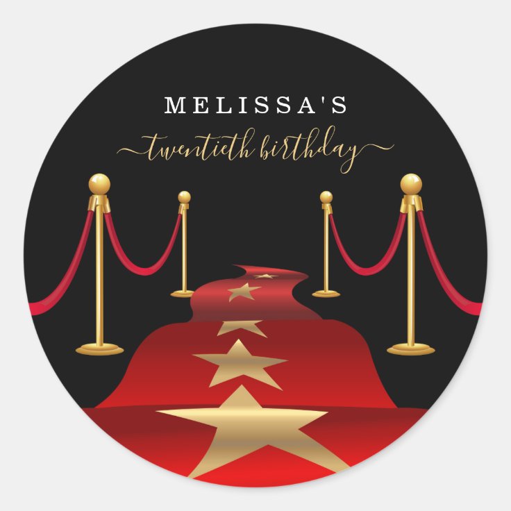 Personalize Custom Red Carpet Themed Party Sticker | Zazzle