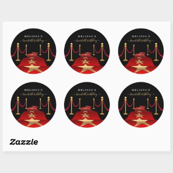 Personalize Custom Red Carpet Themed Party Sticker | Zazzle
