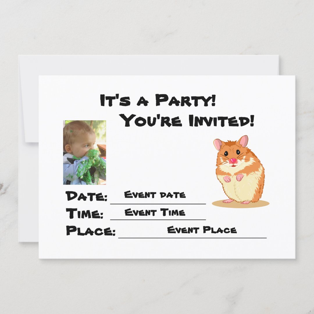 Personalize Cute Cuddly Hamster Party Invitation | Zazzle