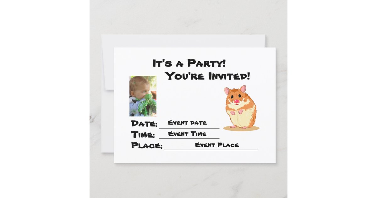 Personalize Cute Cuddly Hamster Party Invitation | Zazzle