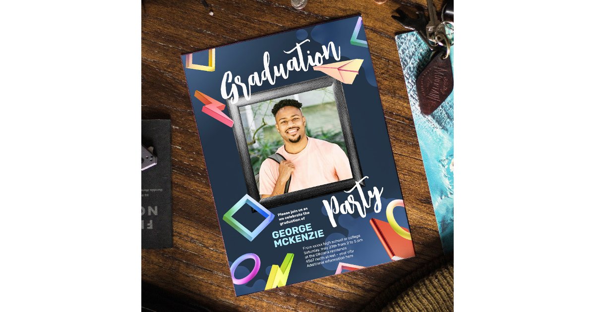 Personalize dark fancy graduation party invitation | Zazzle