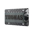 Personalize Diamond Plated Texture With Skull Head License Plate | Zazzle