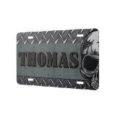 Personalize Diamond Plated Texture With Skull Head License Plate | Zazzle